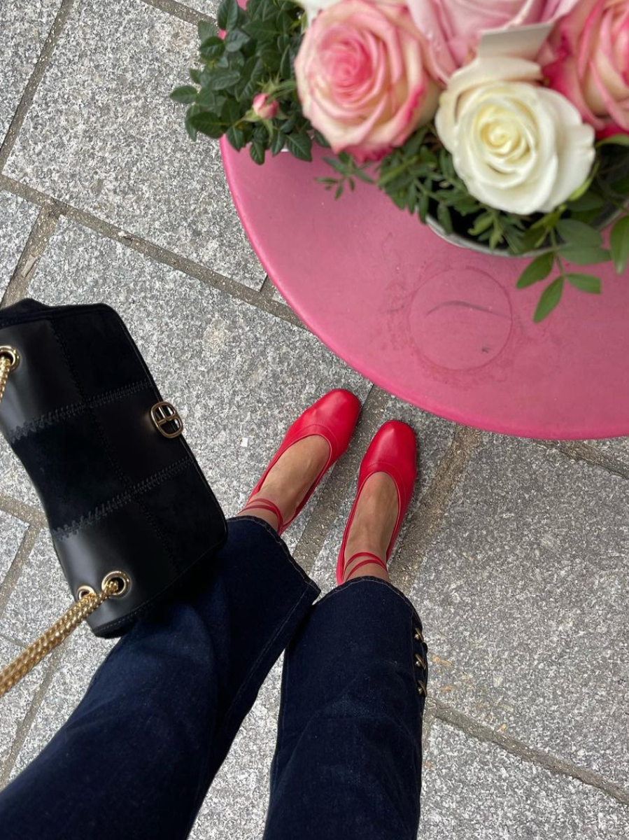 Burgundy Leather Ballerinas with 5cm Heel | Perri CC Burgundy – Emzi Paris